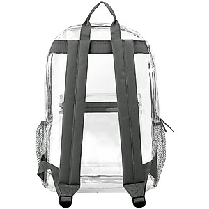 Clear Backpack With Reinforced Straps For Security & Sporting Events (Gray)