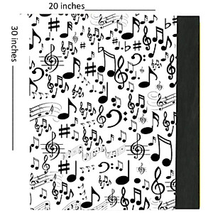 Tissue Paper Printed Designs and Matching Solid Tissue for Coordinating Gift Wrapping 24 Sheets 20" X 30" (Music Black)