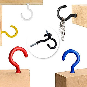 Cup Screw Hooks Ceiling Hooks, Vinyl Coated Wall Hang Hooks, Home Office Workplace Kitchen Bathroom Hooks Holder for Coffee Tea Cup, Plant, Light, Mug,1/2 Inches, Blue, 40Piece.