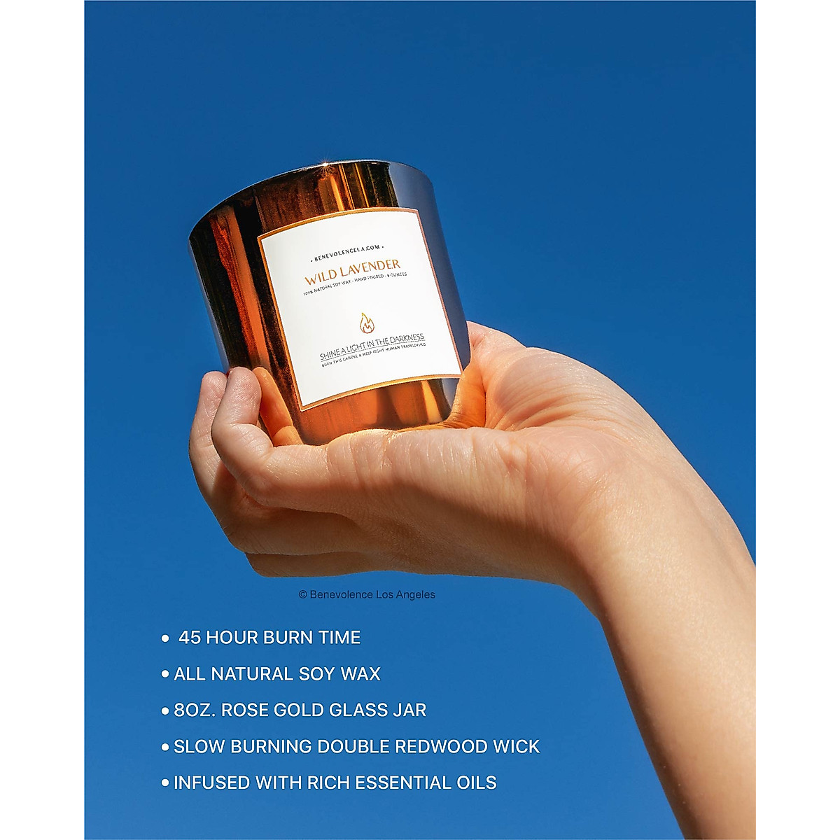 Benevolence Candles Wild Lavender Wood Wick Candles for Home | Spring Candles Gifts for Women | 8 Oz Scented Candles for Home Scented | 45 Hour Burn Natural Candles | Lavender Candles | Men Candles