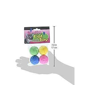 Boss Pet 04467 Scruff's Colorful Kitty Springy Foam Sponge Balls (4 Pack), Multicolor
