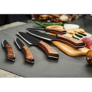 XYJ 7 Piece Knife Set With Sheath Kitchen Large German Stainless Steel Full Tang Cooking Knife Set With Roll Bag Sharpening Stick Whetstone Blade Guard Great Gifts For Chef