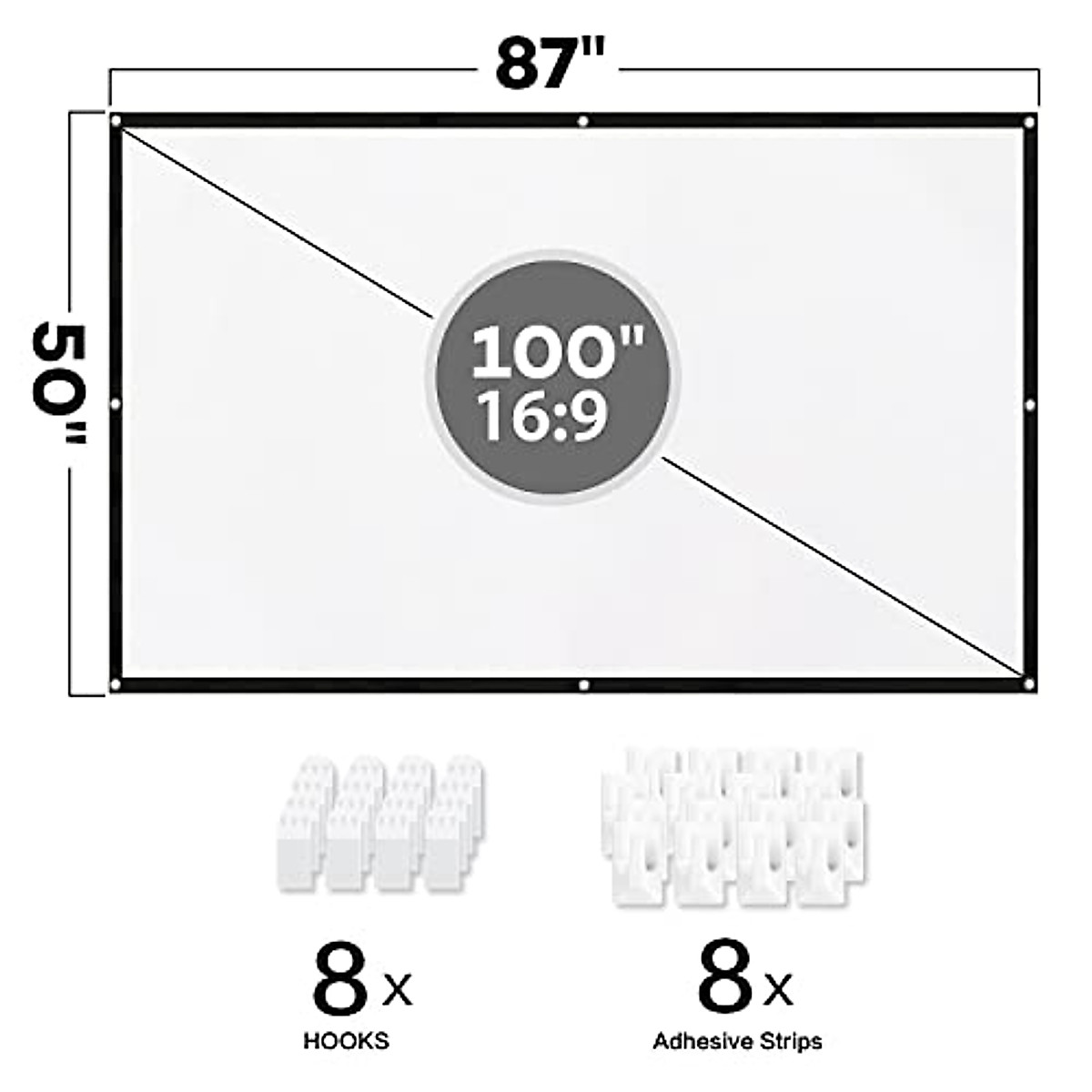 OWLENZ 100" New Upgraded Portable Projector Screen Anti Crease 16:9 4K HD Video Film Projection Screen Support Front Projection