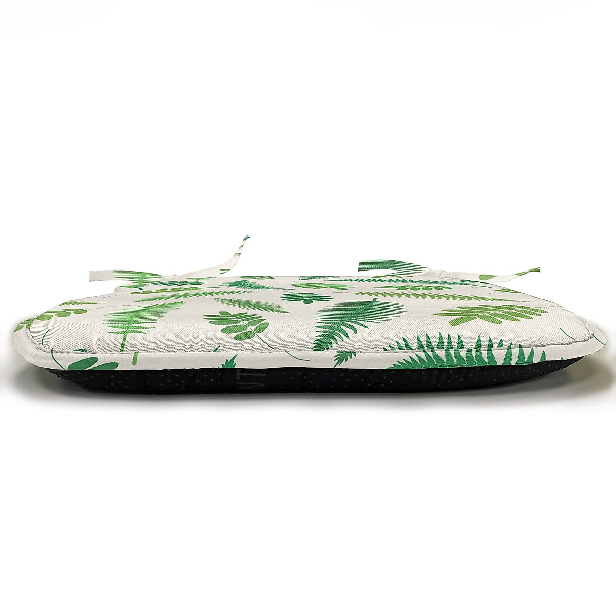 Lunarable Fern Pattern Chair Seating Cushion Set of 4, Nature Botanical Design Art Image Various Style Fronds Illustration, Anti-Slip Seat Padding for Kitchen & Patio, 16"x16", Ivory and Lime Green