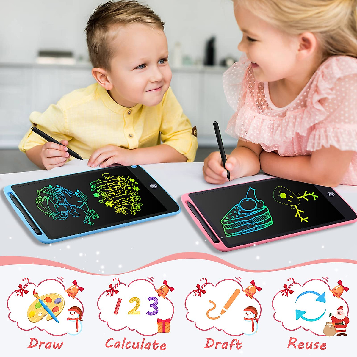 LCD Writing Tablet, 2 Pack 10 Inch Colorful Doodle Board Drawing Pad for Kids, Erasable Electronic Painting Pads, Learning Educational Easter Toy Gift for Age 3 4 5 6 7 8 Year Old Girls Boys Toddlers