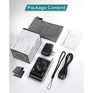 Digital Camera 2.7K Ultra HD Mini Camera 44MP 2.8 Inch LCD Screen Rechargeable Students Compact Camera Pocket Camera with 16X Digital Zoom YouTube Vlogging Camera for Kids,Adult,Beginners(Black)