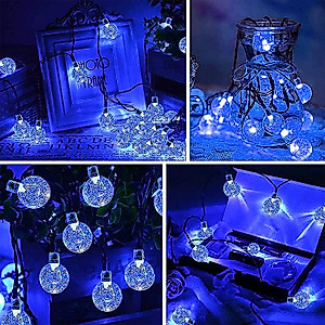 Halloween Solar Lights Outdoor Waterproof - 50 LED String Lights With 8 Lighting Modes, 7M/24 Ft for Tree, Garden, Patio, Party, Festival (Blue)
