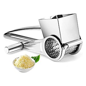 Rotary Cheese Grater Stainless Steel Manual Handheld Cheese Grater Shredder Hand Crank Kitchen Tool for Grating Hard Cheese Chocolate Nuts and More