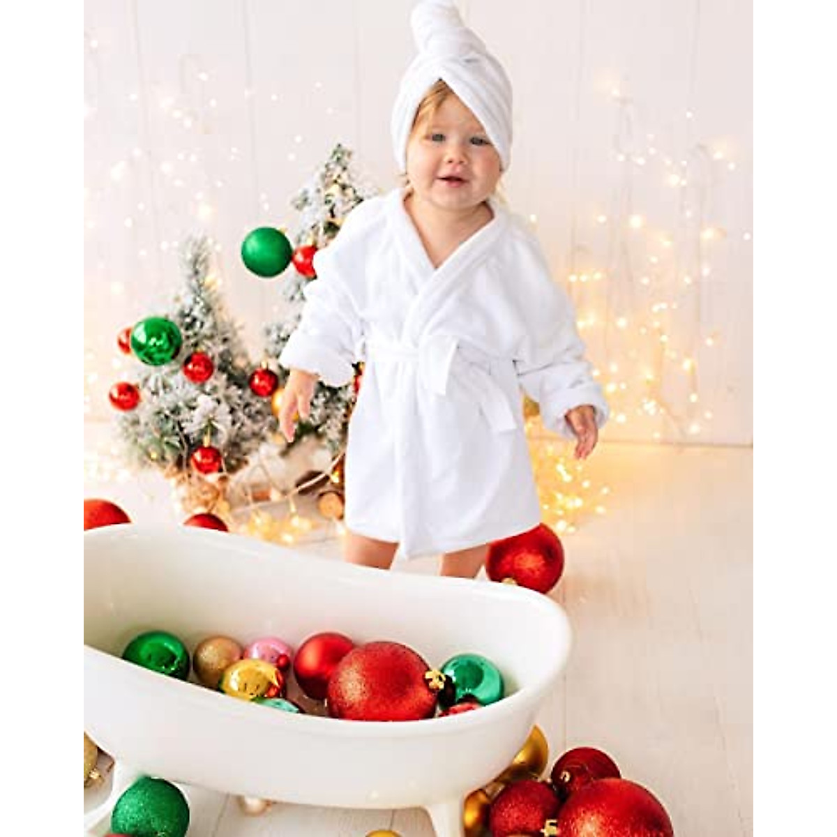 Newborn Photography Prop Bathrobe Baby Photo Props Bathrobe Outfits Infant Bath Robe Bath Towel Sets for Boy Girl Newborn Photography Outfits Spa Salon Baby Photoshoot Props 6-13 Months (Large, White)