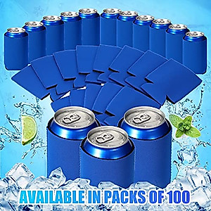 100 Pack Blank Beer Can Cooler Sleeves Soft Insulated Reusable Drink Cooler Bulk Collapsible Sublimation Can Cooler Sleeves for Wedding Party Supplies (Royal Blue)