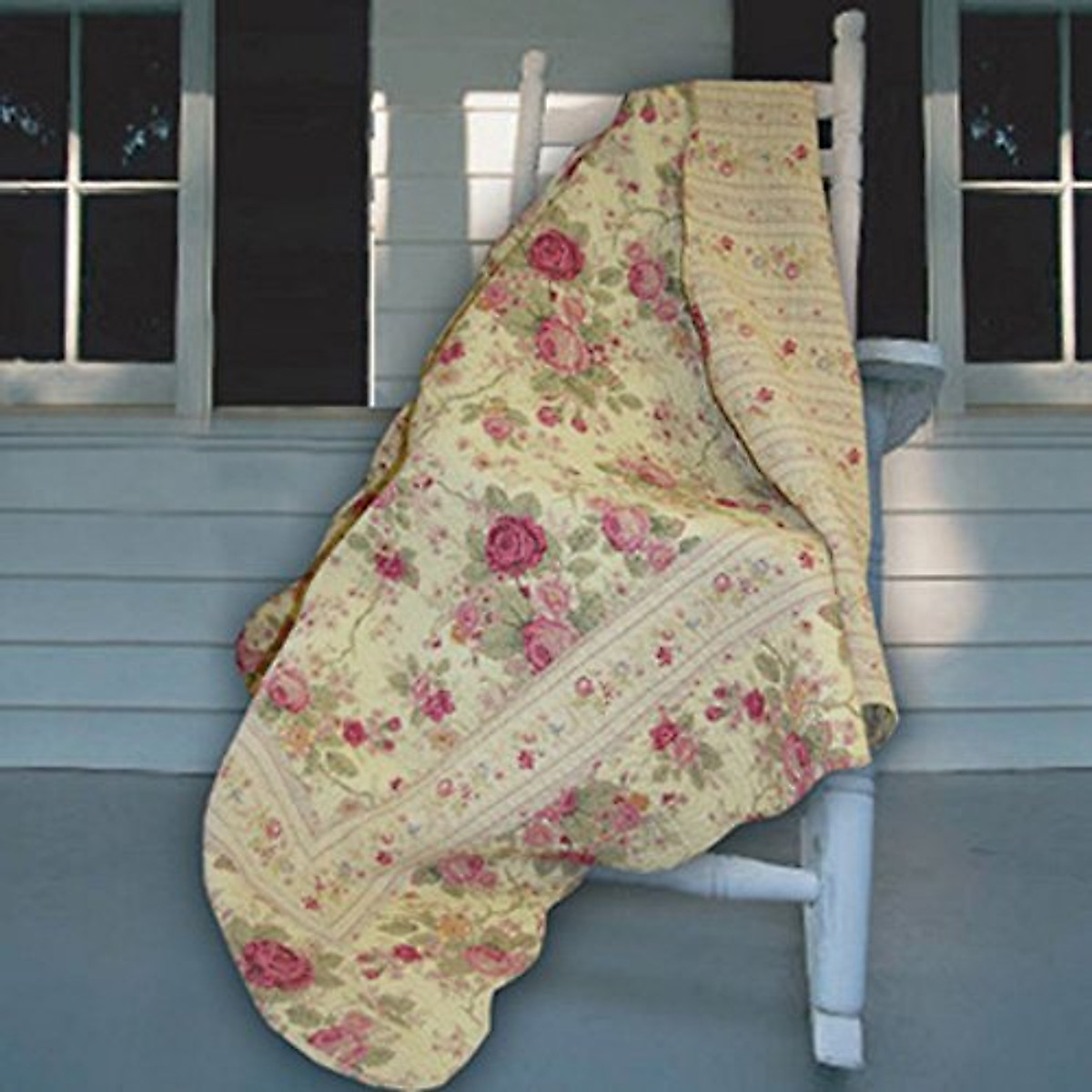 Greenland Home Antique Rose Throw Blanket, Full, Ecru & Blooming Prairie Throw Blanket, Full, Multi