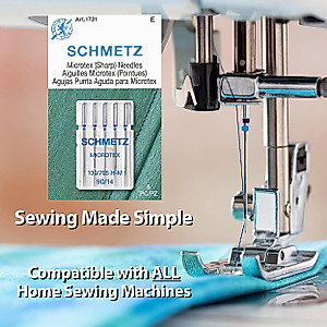 SCHMETZ Microtex Sharp Sewing Machine Needles - Quilting & Topstitching Supplies, Size 80/12, 5-Needle Card, Pack of 5