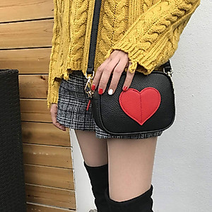KESYOO Peach Heart Shoulder Bag Girl Shoulder Bag Black Messenger Bag Girls Shoulder Bag Sling Bag for Kids Purse Bag Kids Pu Leather Messenger Bag Girls Bag Coin Purse One Shoulder Child