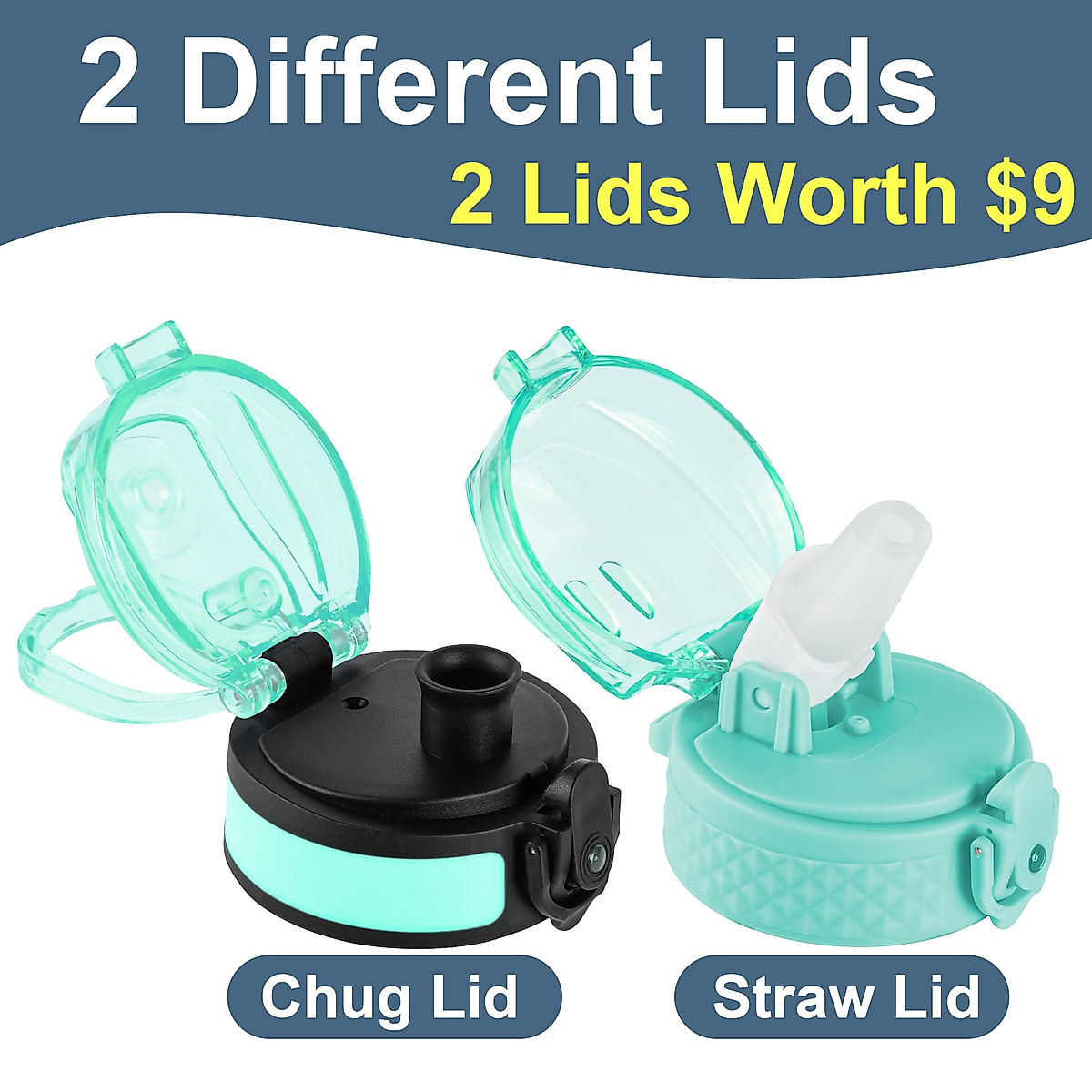 OLDLEY Insulated Water Bottle 12oz Kids Water Bottles with Straw, Stainless Steel Water Bottle with 2 Lids,Double Wall Vacuum Bottle, Leak-Proof Sport Bottles for School Travel, Caribbean Blue