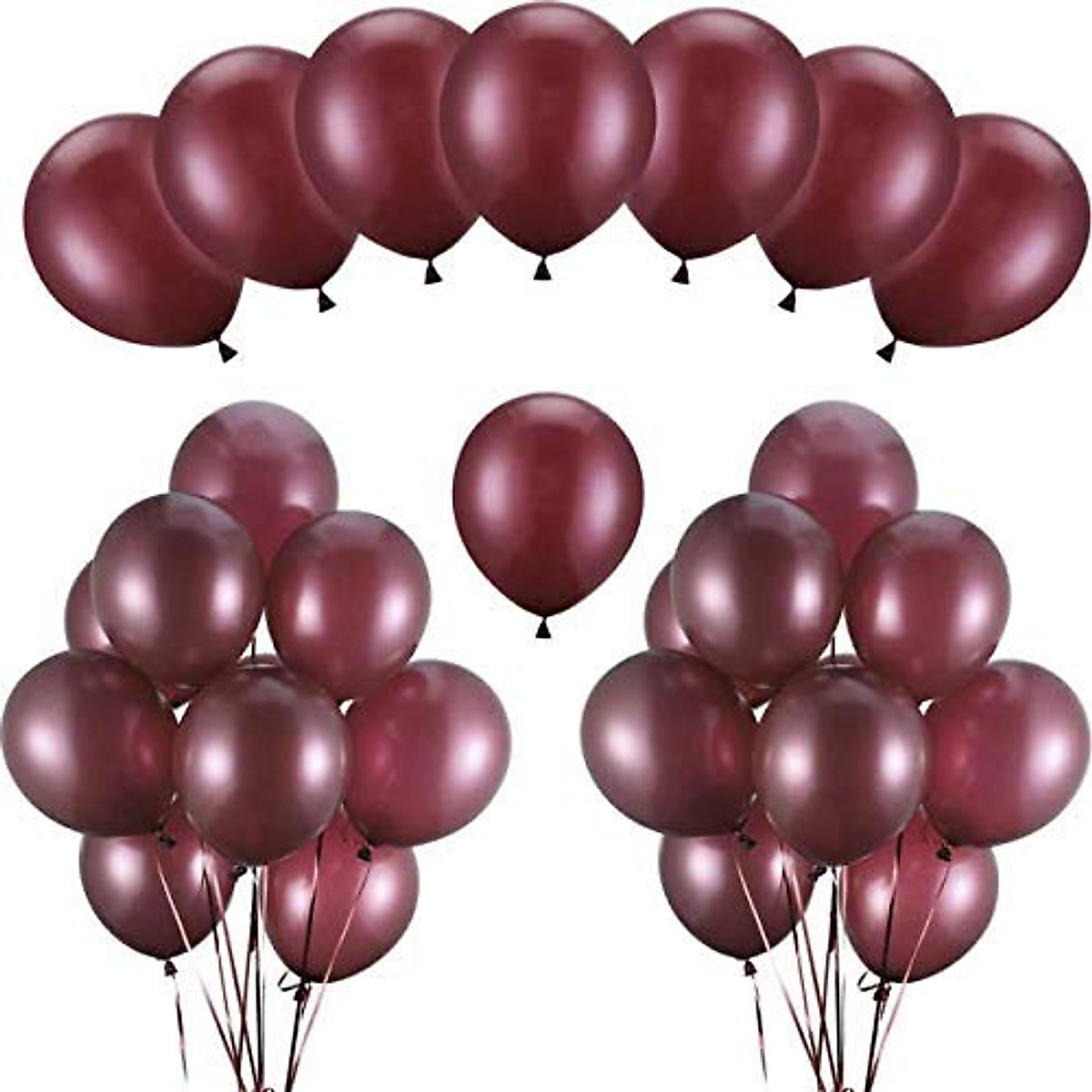 Maylai 50 Pack Burgundy Balloons 12 Inch(Thicken 3.2g/pc), Wine Red Ballons Round Helium Pearlized Balloons Maroon Balloons for Wedding Birthday Christmas Party Decoration (Burgundy)