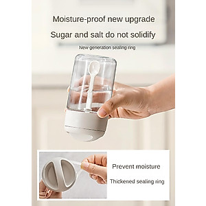 Sugar and Salt Container Set,Glass spice jars with Spoon,8.8 oz Sugar Bowl,for Kitchen Counter Keeping Sugar,Salts,Spice,Sauce