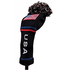 USA Flag Pom Pom Head Cover Available in Driver, Fairway/Hybrid or Putter size (each sold separately) (Fairway/Hybrid)