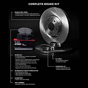 R1 Concepts Front Brakes and Rotors Kit |Front Brake Pads| Brake Rotors and Pads| Optimum OEp Brake Pads and Rotors |Hardware Kit|fits 2018-2021 Mazda 6