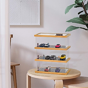 cxiiuui 1/64 Scale Display Case 3-Tiers Diecast Car Garage Display Case 15 Parking Space Model Car Show Case with Acrylic Cover