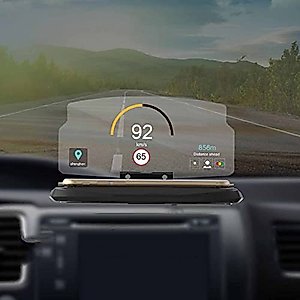 HUD Head Display Mobile Holder HUD Car Navigation Projector, Head Up Display Qi Intelligent Induction Wireless Fast Charging, Cell Phone Holder Compatible with Android and iOS