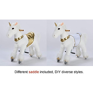 UFREE Riding Unicorn, Unicorn Ride on Toy Riding Unicorn Plush Animal, Golden Unicorn for Kids Ages 3-6