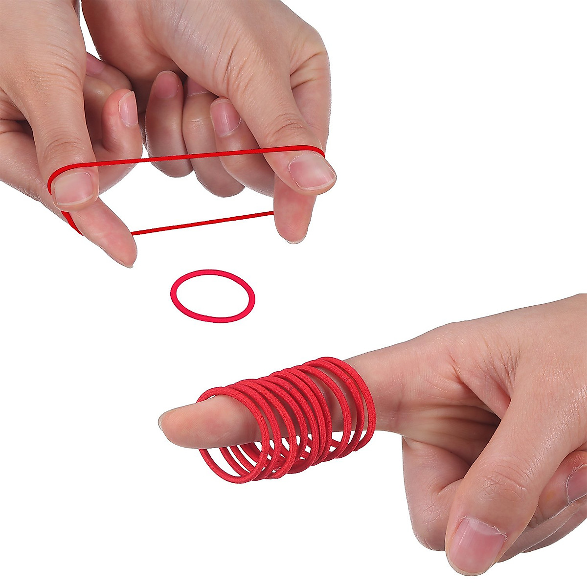 TecUnite 200 Pieces No-metal Hair Elastics Bulk Rubber Bands Hair Ties Ponytail Holders for Women(Multicolored)(Multicolored)