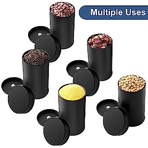 10 packs Tea Tin Canister Tea Tins for Loose Tea Metal Coffee container for ground Coffee Tea Canister 16 oz Round Tin Can with Airtight Double Lids Canister for Kitchen Storage（Black）