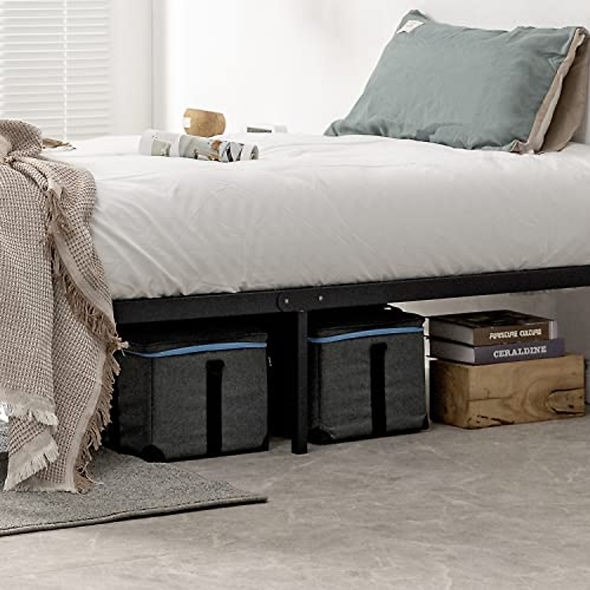 zizin Bed Frame Platform Base 14 Inch with Storage/Heavy Duty Metal Beds Frames/Easy Assembly/Noise-Free/No Box Spring Needed (Twin)
