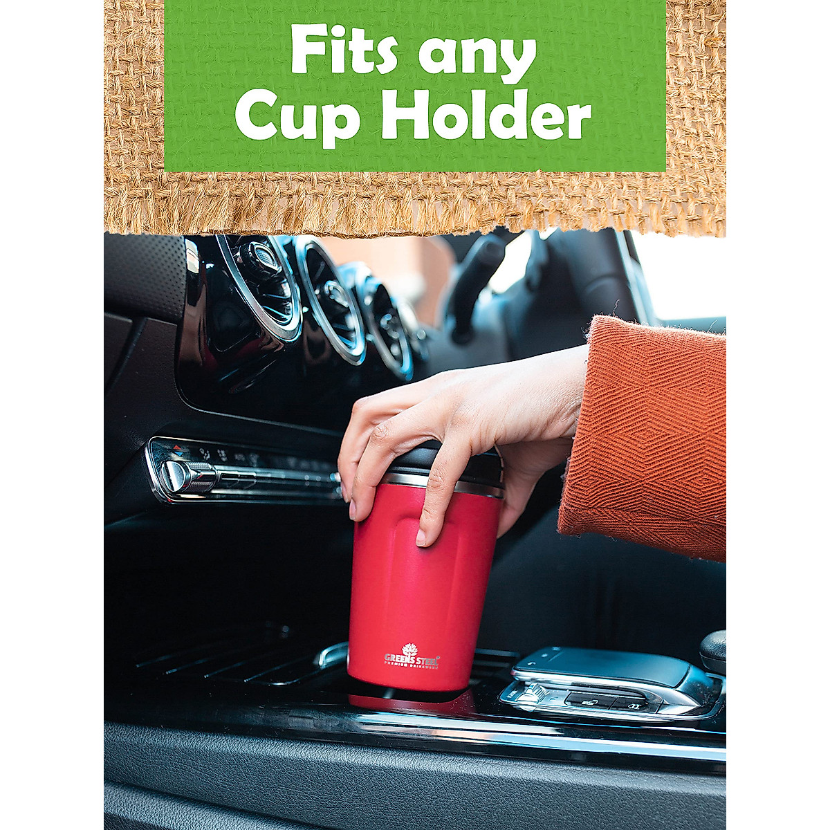 Reusable Coffee Cup with Lid and Handle - Stainless Steel Insulated Coffee Mug for Hot & Cold Drinks - Ideal Travel Mugs - 100% Leak-Proof Tumbler - 16 oz Black