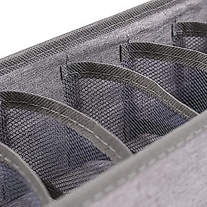 Qozary 6 Pack Sock Underwear Drawer Organizer Dividers, Collapsible Cabinet Closet Storage Boxes for Clothes, Socks, Lingerie, Underwear, Tie, Belt, Baby, Bedroom