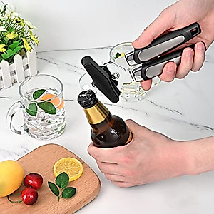 Elyum Can Opener, 3 in 1 Can Opener Manual Anti-Slip Grip Can Opener Smooth Edge, Heavy Duty Can Openers for Seniors with Arthritis, Young People, Black