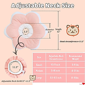 LAVVICHA Adjustable Soft Cat Cone Collar Waterproof Cute Pink Flower Collar for Cats Small Dogs Kitten Puppy After Surgery Prevent Licking (Pink,Large)
