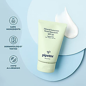 Pipette Day to Night Kit (SPF 50 mineral sunscreen + Overnight Brightening Mask) Duo for Radiant, Protected Skin
