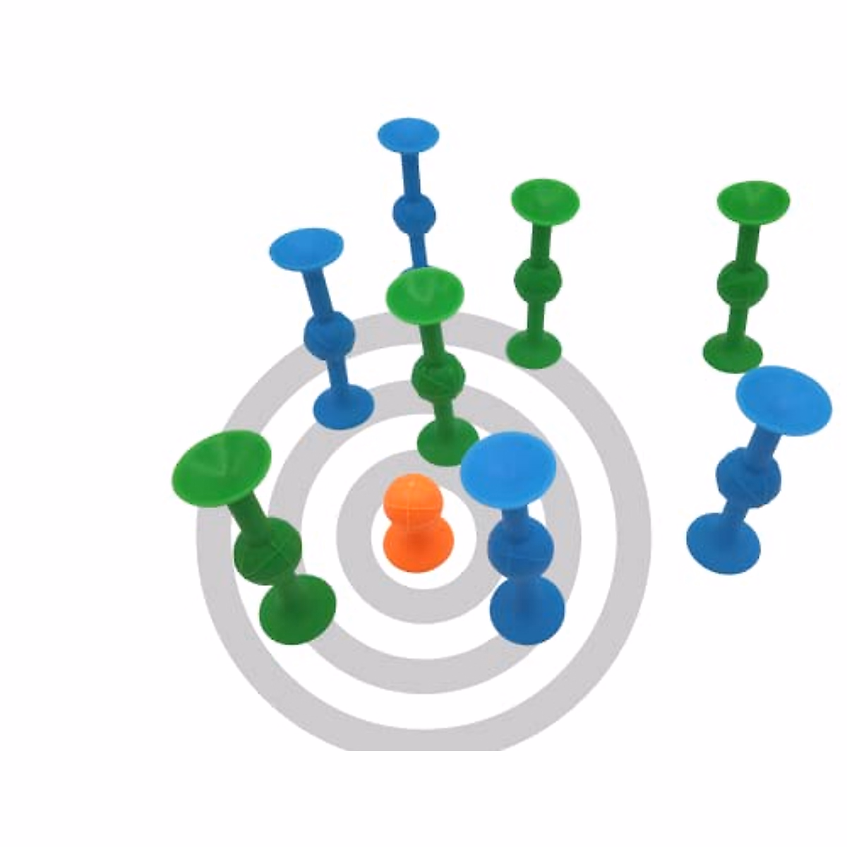 Family Darts Game, Christmas Suction Cup Silicone Darts Game, Stocking Stuffer Gift, Outdoors/Indoors, Camping Game, Kids and Adults Party Game, Fidget Toys, 10 Pieces for 2 Teams, green and blue