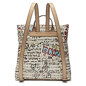 DKNY Multipurpose Fashion Backpack, White Iconic Graffiti Tilly