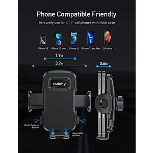 Nulaxy Wireless in-Car Bluetooth FM Transmitter & Nulaxy 2022 Upgraded Vent Friendly Car Phone Holder Mount
