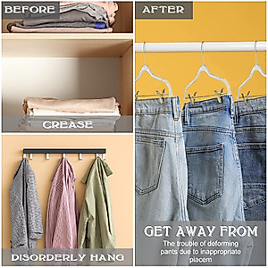 Hoolerry 10 Pcs Clear Hangers with Clips Acrylic Glitter Hangers 17 x 8 Inches Plastic Skirt Pants Hangers with Non Slip Notches Adjustable Clips Coat Hanger for Clothes Skirt Trousers Jeans (Gold)