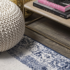 JONATHAN Y MDP403A-5 Rosalia Cottage Medallion Indoor Area -Rug Vintage Bohemian Easy -Cleaning Bedroom Kitchen Living Room Non Shedding, 5 ft x 8 ft, Navy