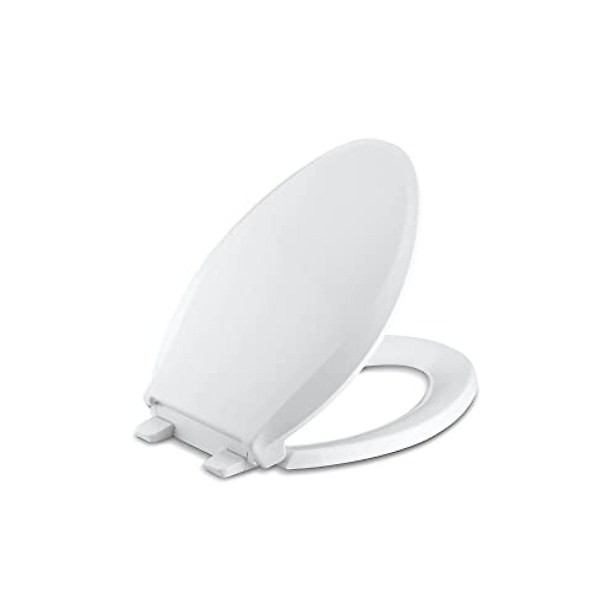 KOHLER K-4636-0 Cachet Elongated, Grip-Tight Bumpers, Quiet-Close Release Hinges, Quick-Attach Hardware, No Slam Toilet Seat, White