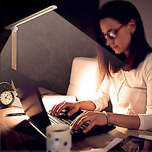 Lapeort LED Desk Lamp with USB Charging Port, Dimmable Eye-Caring Desk Lamp for Home Office, Touch Control Cute Table Lamp with 5 Lighting Modes, 3 Level Brightness