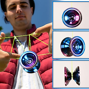 WATIEOBOO yoyo M18 Professional Metal Trick Yoyo Responsive & Unresponsive yoyos for Kids 8-12 and Adults yoyo, with Bearing Kit, 10 Strings, Case & Gloves 6061 Aluminum Alloy yo-yo