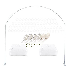 LANGXUN 7.8Ft Metal White Balloon Arch Kit, Semi-Circular Balloon Arch Stand with Water Bases for Wedding Bridal Baby Shower Birthday Party Supplies Decorations