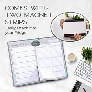 Graceful By Design Weekly Meal Planner and Grocery List Magnet Pad For Fridge or Wall - Weekly Menu Board For Kitchen and Meal Planner Magnetic with Tear-Off Grocery List Notepad - 8.5" x 11"