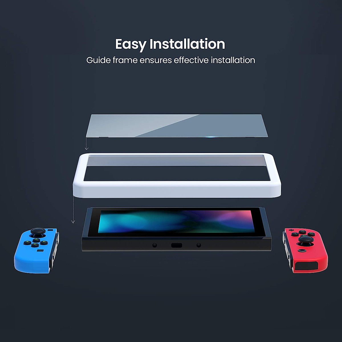 tomtoc [2 Pack Tempered Glass Screen Protector for Nintendo Switch, Easy Installation with Alignment Frame, Anti-Scratch, HD Clear