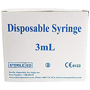 Science Purchase Disposable Luer-Slip Tip 3mL Syringe, Sterile without Needle, 100 Count