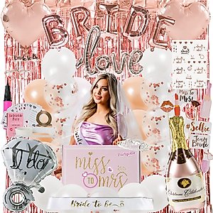 Partyville Bachelorette Party Decorations - 120 Pc Bridal Shower Decorations w/ Bride To Be Sash, Bride Balloons, Bachelorette Veil, Bride To Be Sash and Tiara - Bachelorette Decorations Naughty