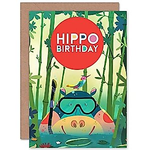 Wee Blue Coo Jungle Hippo Birthday Card