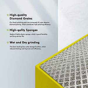 Bstansion 6 Pack Diamond Polishing Pads, Diamond Sanding Blocks for Tile Glass Ceramic Wood Marble Metal, Tile Tools Foam Backing Diamond Sanding Pads Grit 60#,100#,200#,400#,600#,1000#