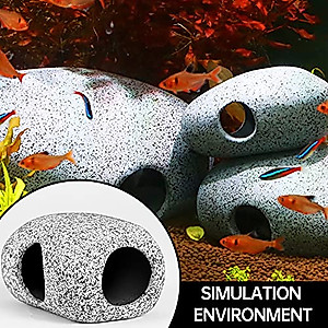 3 Pieces Rock Aquarium Decorations, Stackable Cave Aquarium Decor, Betta Fish Tank Accessories Hideout Hidden Stones Ornaments, Fish Rock House Hideaway Tunnel Fish Cave for Aquarium Shrimp Cichlid