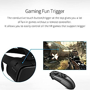 Virtual Reality Headset for Phones VR Headset VR Glasses with Controller for 3D Movies/Games Metaverse Goggles with Bluetooth Headset Compatible with All iPhone/Android Phones with 4.7"-6.3" (Black)